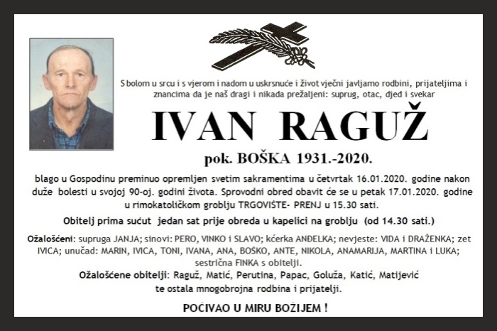 IVAN RAGUŽ 1931 - 2020 - Umrli.info