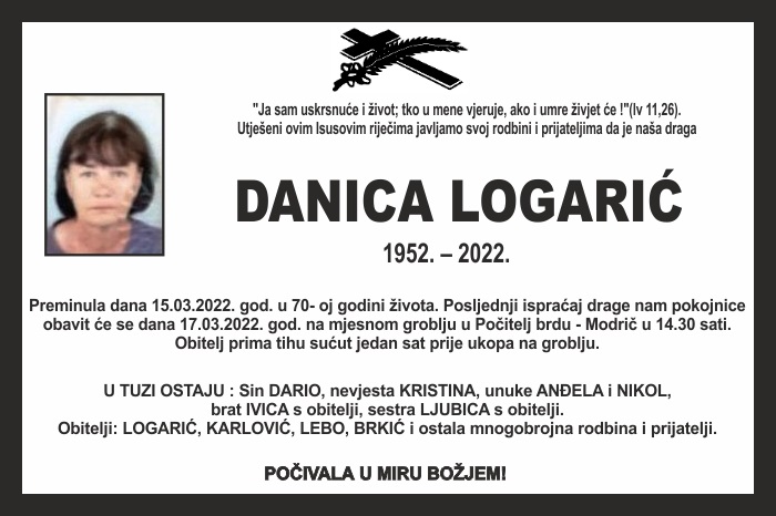 DANICA LOGARIĆ 1952 – 2022 - Umrli.info