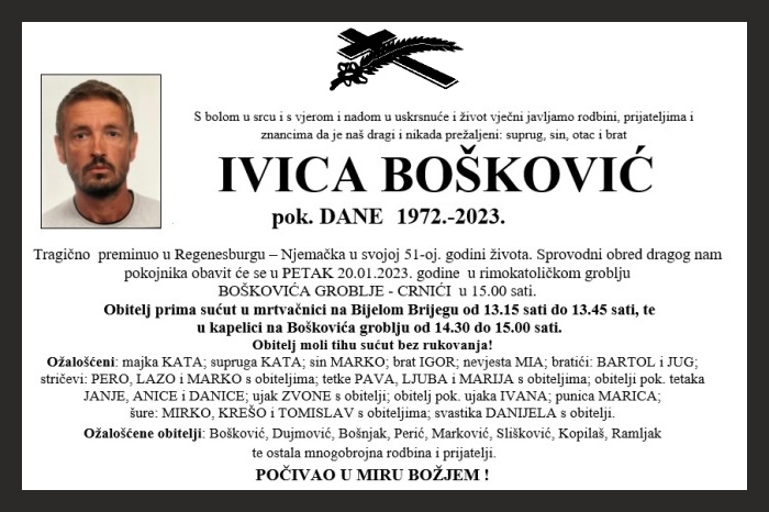 IVICA BOŠKOVIĆ 1972 - 2023 - Umrli.info