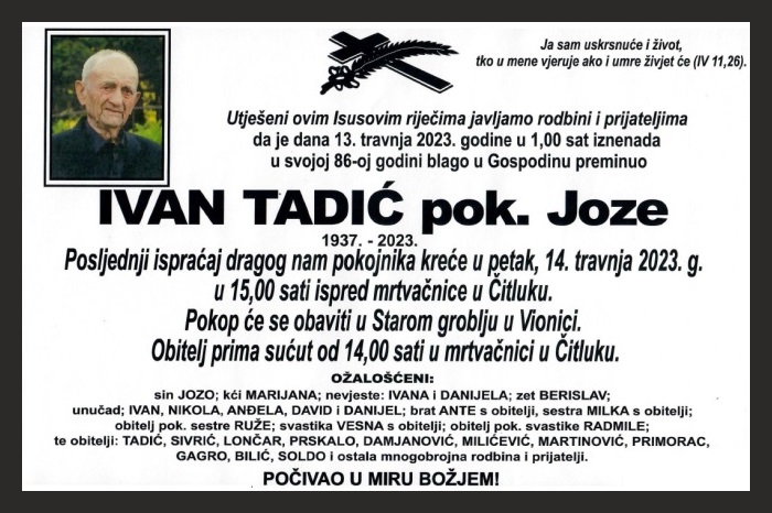 IVAN TADIĆ 1937 - 2023 - Umrli.info