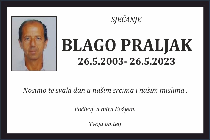 Blago Praljak - Umrli.info
