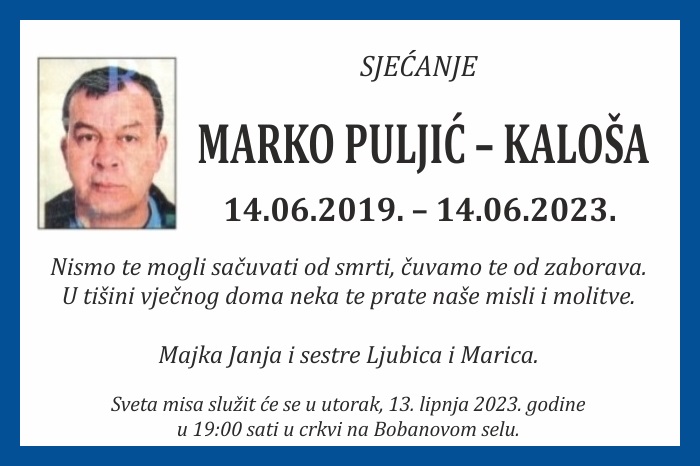 Marko Puljić - Kaloša - Umrli.info