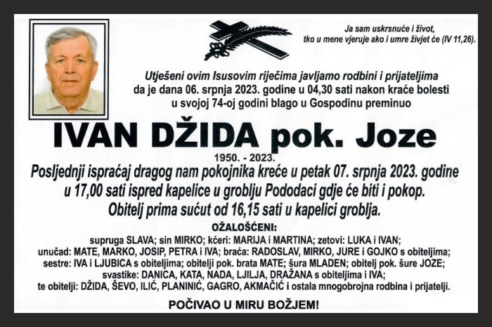 IVAN DŽIDA 1950 - 2023 - Umrli.info