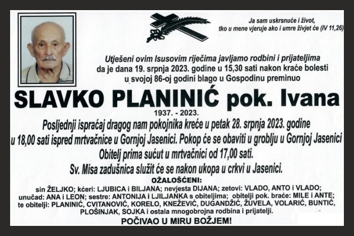 SLAVKO PLANINIĆ 1937 - 2023 - Umrli.info