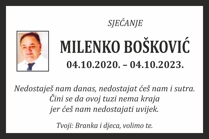 Milenko Bošković - Umrli.info