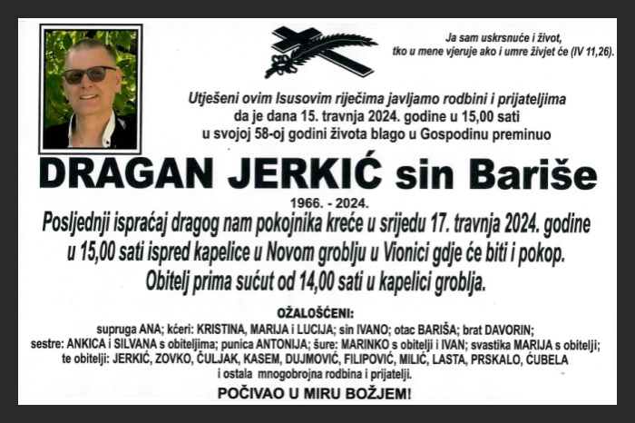 DRAGAN JERKIĆ 1966 - 2024 - Umrli.info