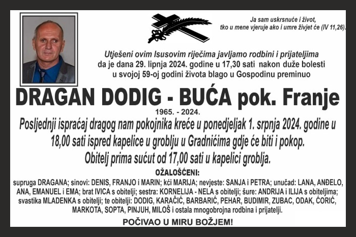 DRAGAN DODIG – BUĆA 1965 – 2024 - Umrli.info