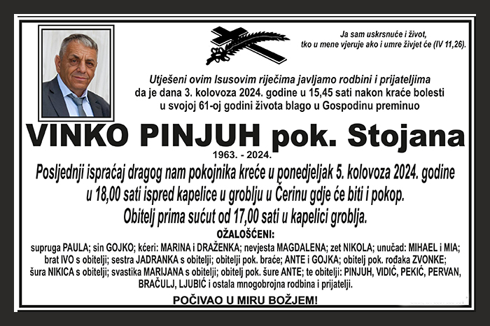 VINKO PINJUH 1963 - 2024 - Umrli.info
