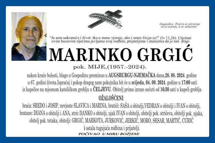 MARINKO GRGIĆ 1957 - 2024 - Umrli.info