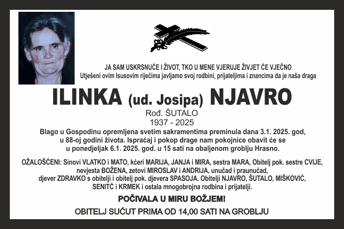 ILINKA NJAVRO 1937 - 2025 - Umrli.info