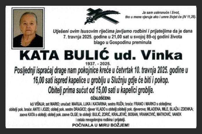 KATA BULIĆ 1937 - 2025 - Umrli.info