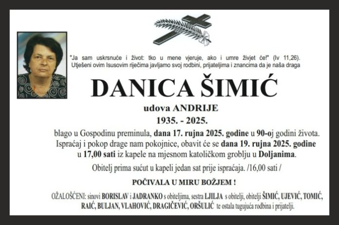 DANICA ŠIMIĆ 1935 - 2025 - Umrli.info