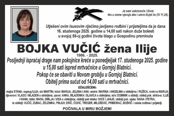 BOJKA VUČIĆ 1966 - 2025 - Umrli.info