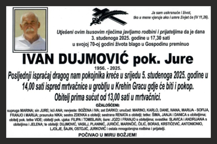 IVAN DUJMOVIĆ 1956 - 2025 - Umrli.info